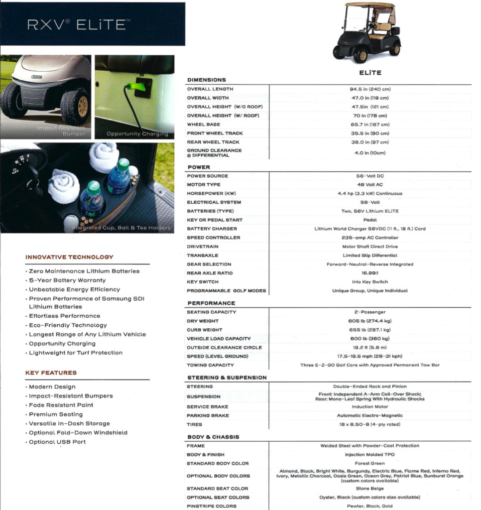 EZGO RXV Elite Golf Cart | Golf Course Bend OR